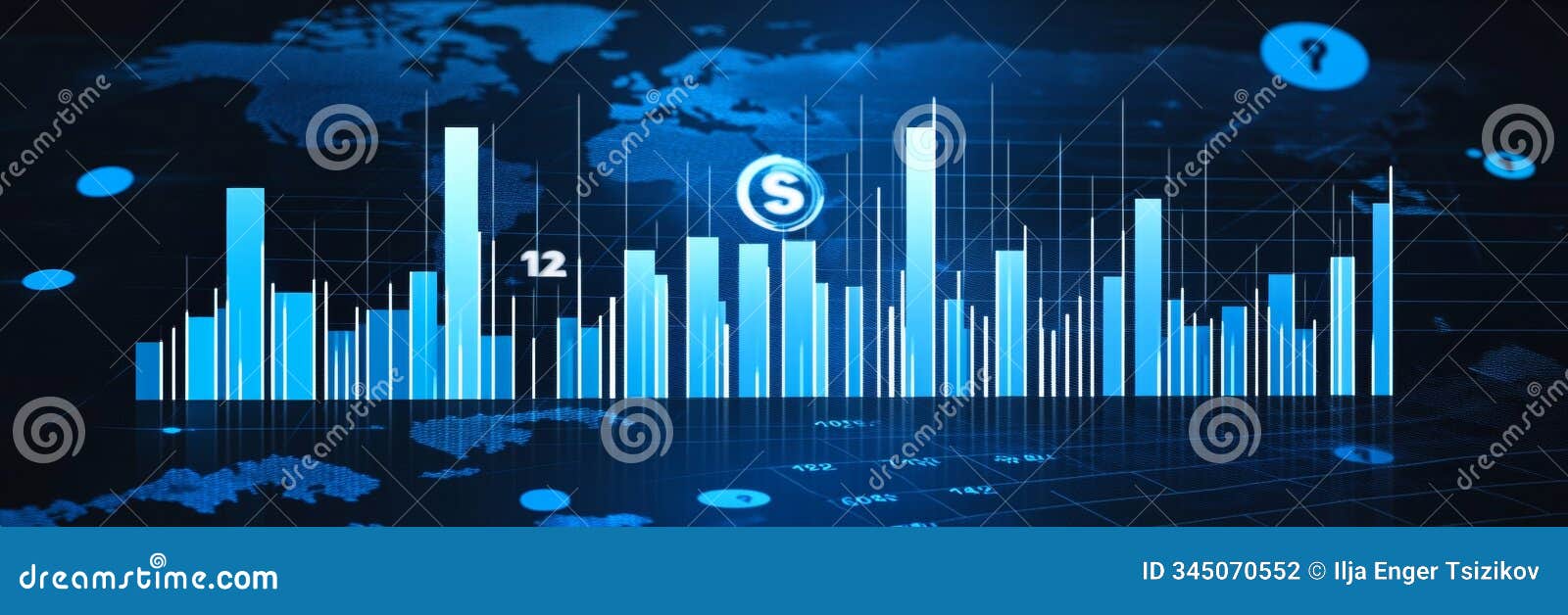 Abstract Blue Financial Chart with a Dollar Symbol on a Dark Background ...