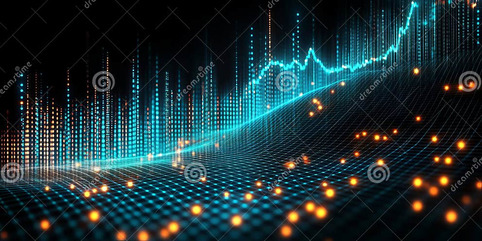 Abstract Blue Financial Chart, Sharp Upward Climb, Glowing Dots ...