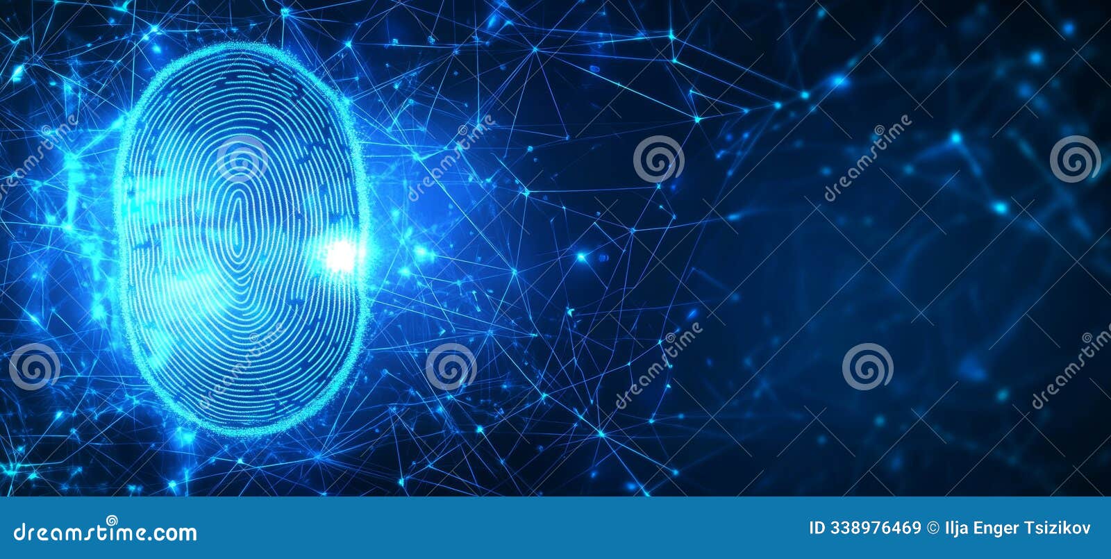 Abstract Blue Fingerprint Pattern on Tech Background - Digital ...