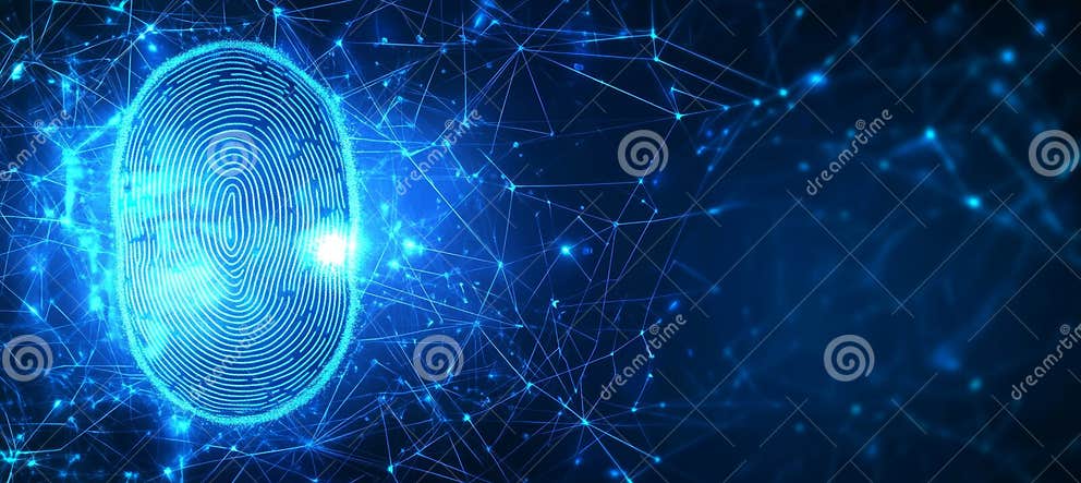 Abstract Blue Fingerprint Pattern on Tech Background - Digital ...