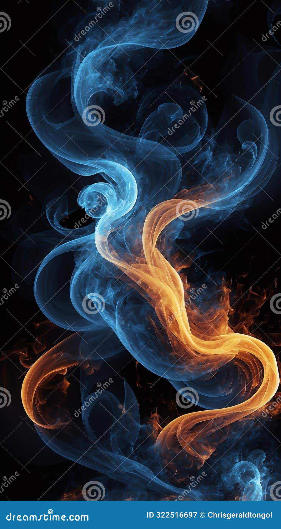 Abstract Blue Fire Design in Black Ai Generated Stock Illustration ...