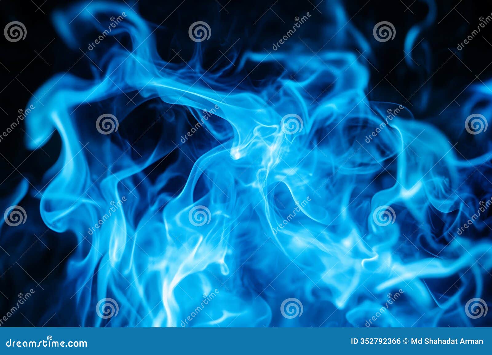 Abstract Blue Fire Flames on Black Background. (1 Stock Illustration ...