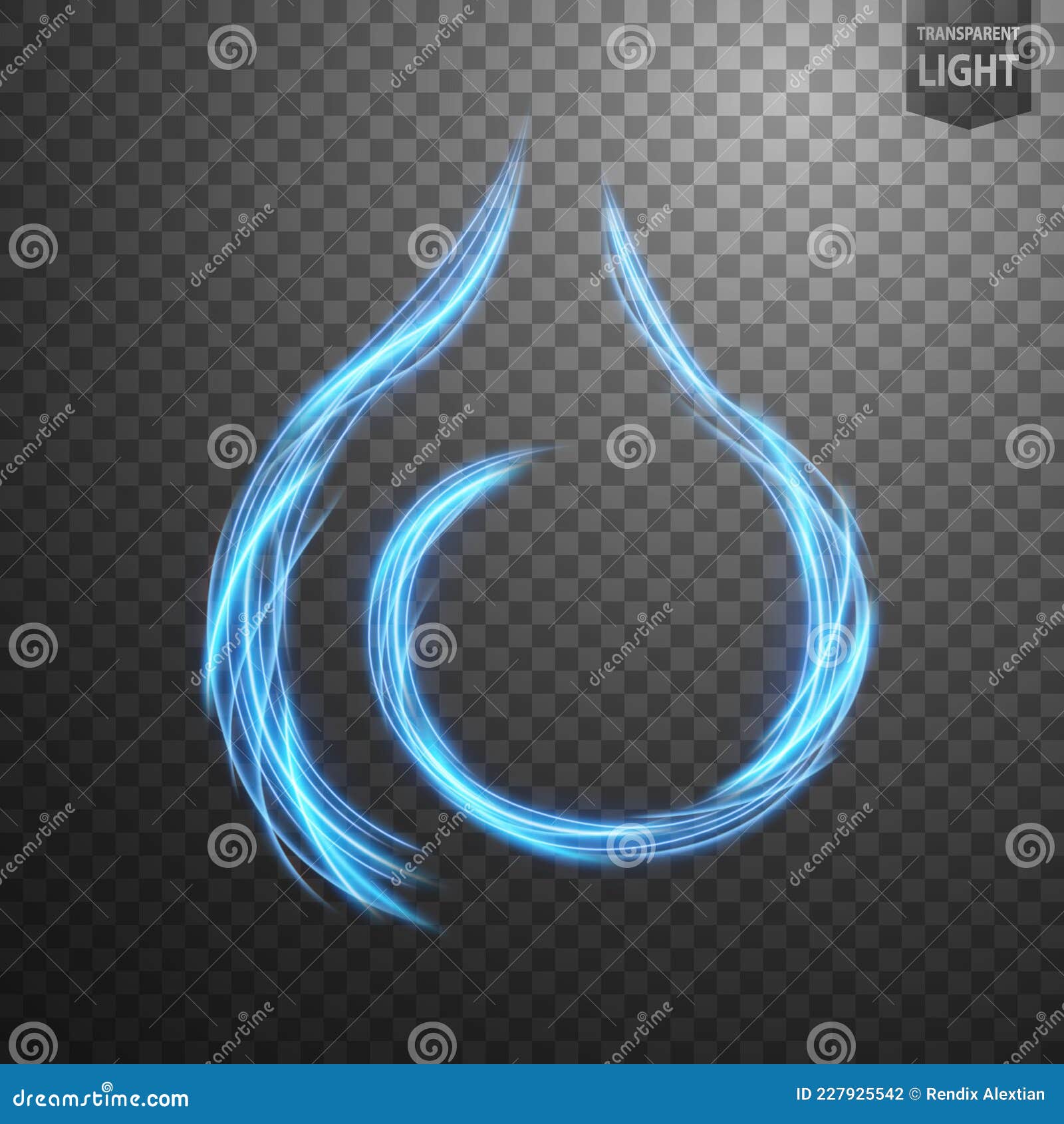 Abstract Blue Fire Line of Light with a Transparent Background ...