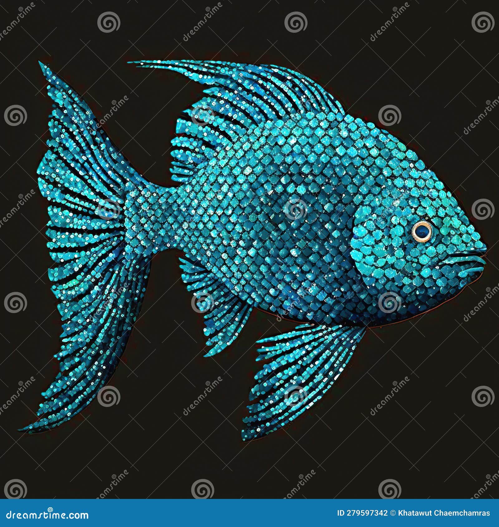 Abstract Blue Fish Made from Glittering Dots Stock Illustration ...