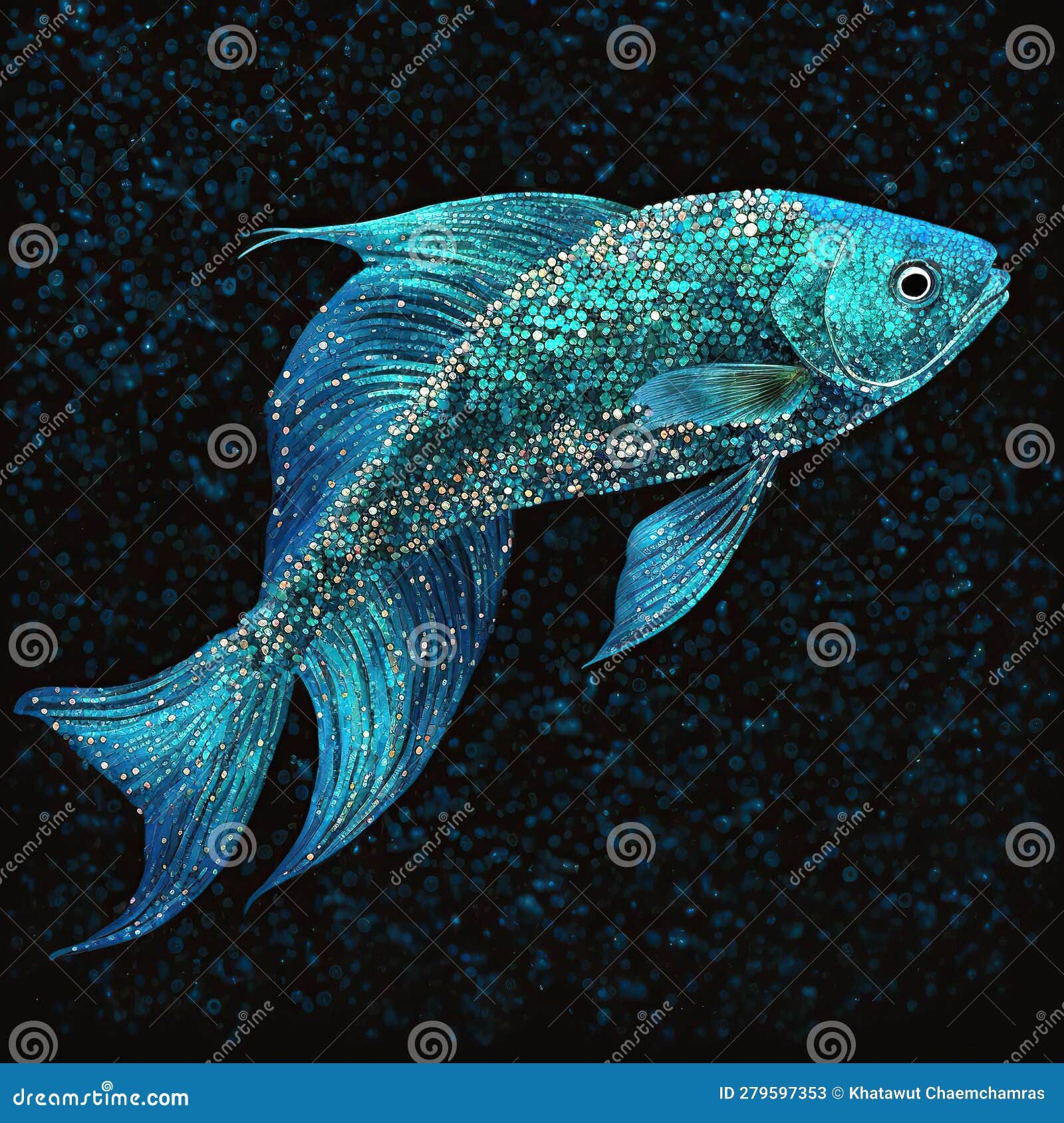 Abstract Blue Fish Made from Glittering Dots Stock Illustration ...