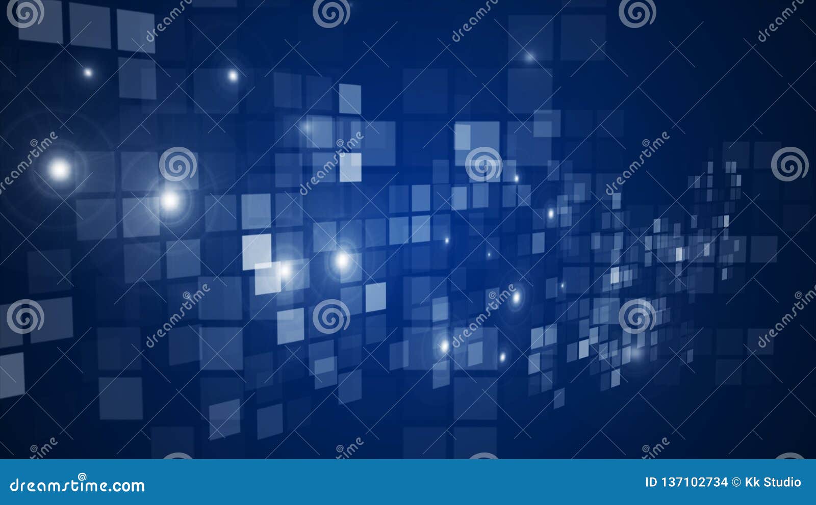 Abstract Blue Flashing Rectangle Grid Flowing Perspective Background ...