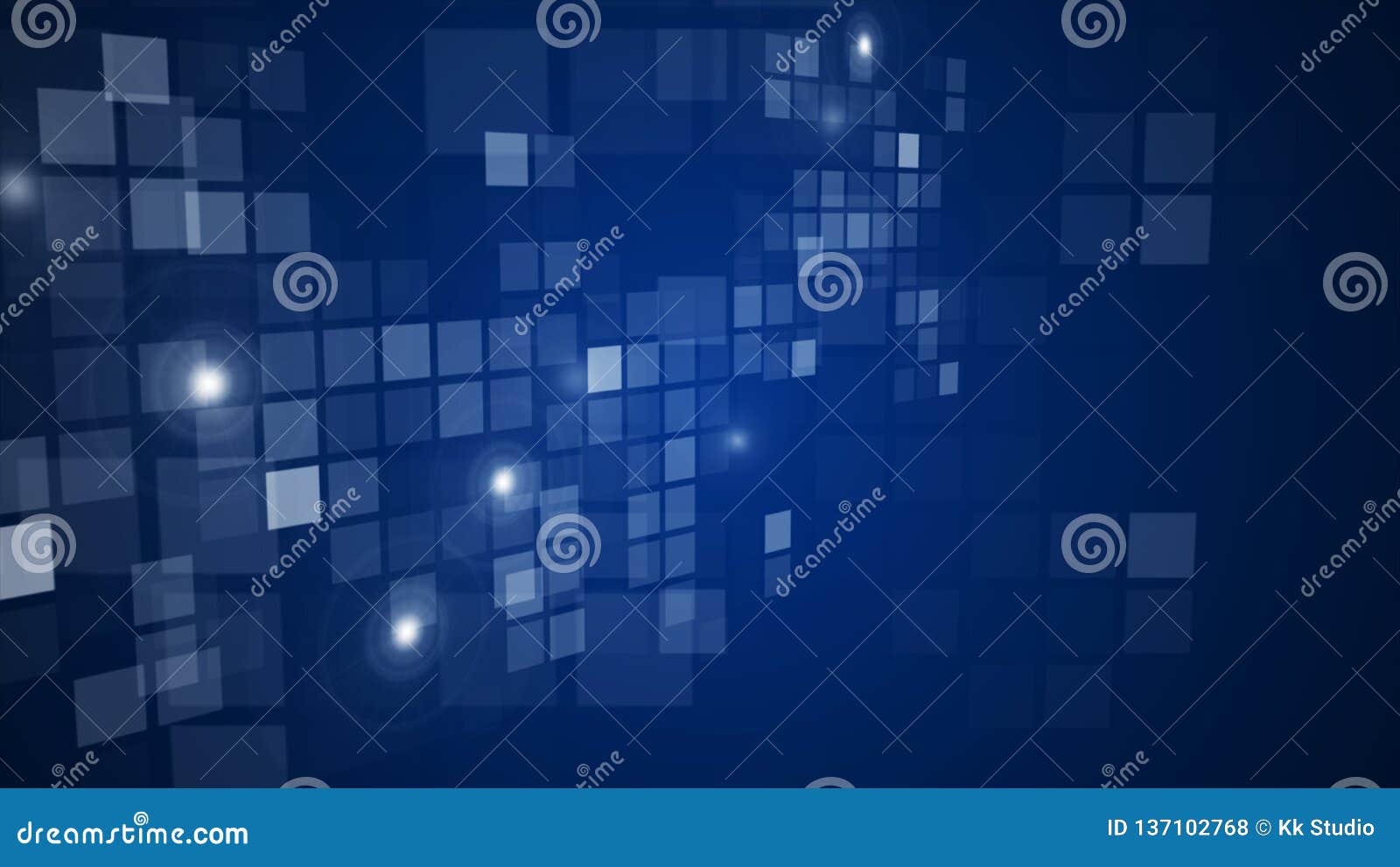Abstract Blue Flashing Rectangle Grid Flowing Perspective Background ...