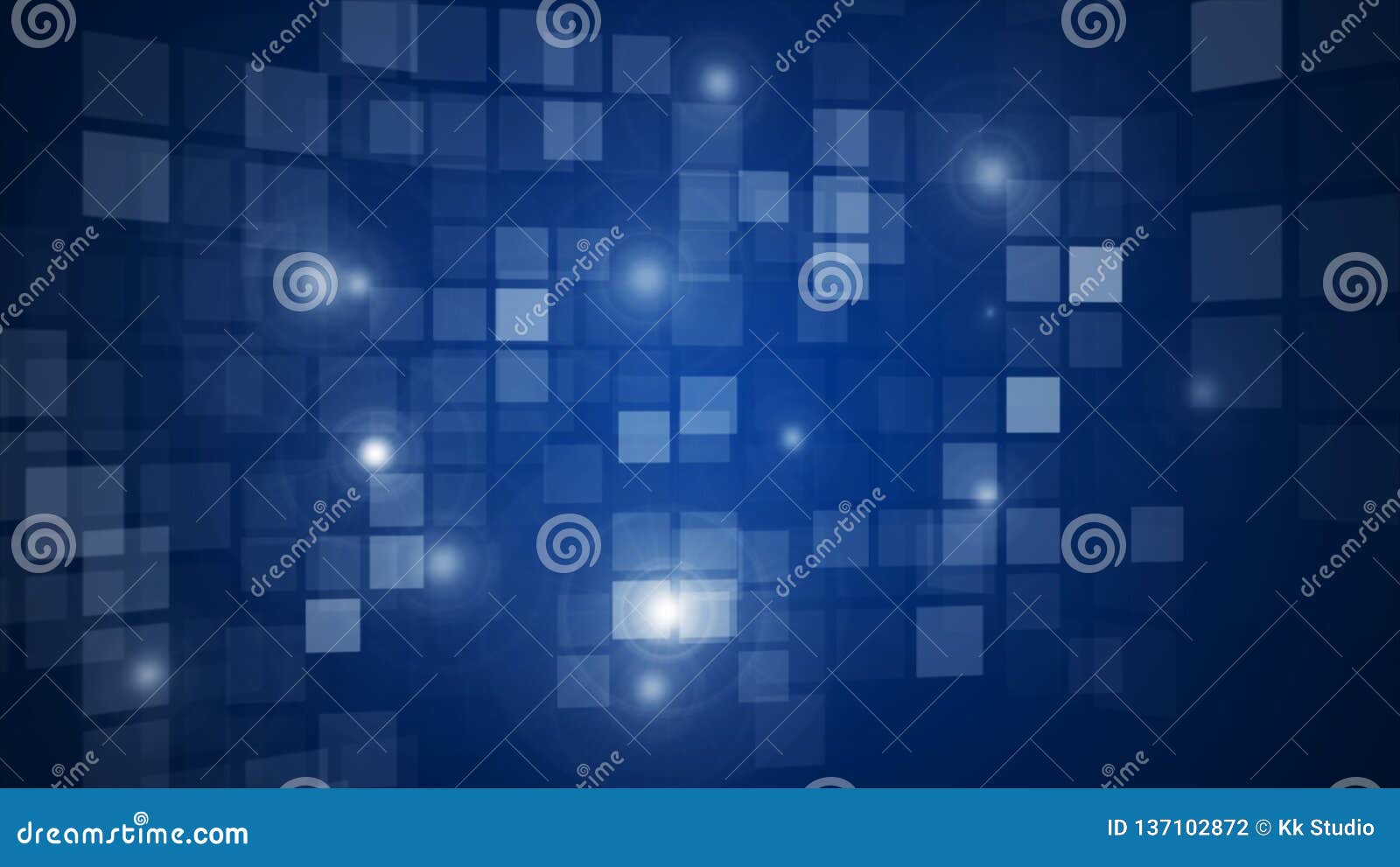 Abstract Blue Flashing Rectangle Grid Flowing Perspective Background ...