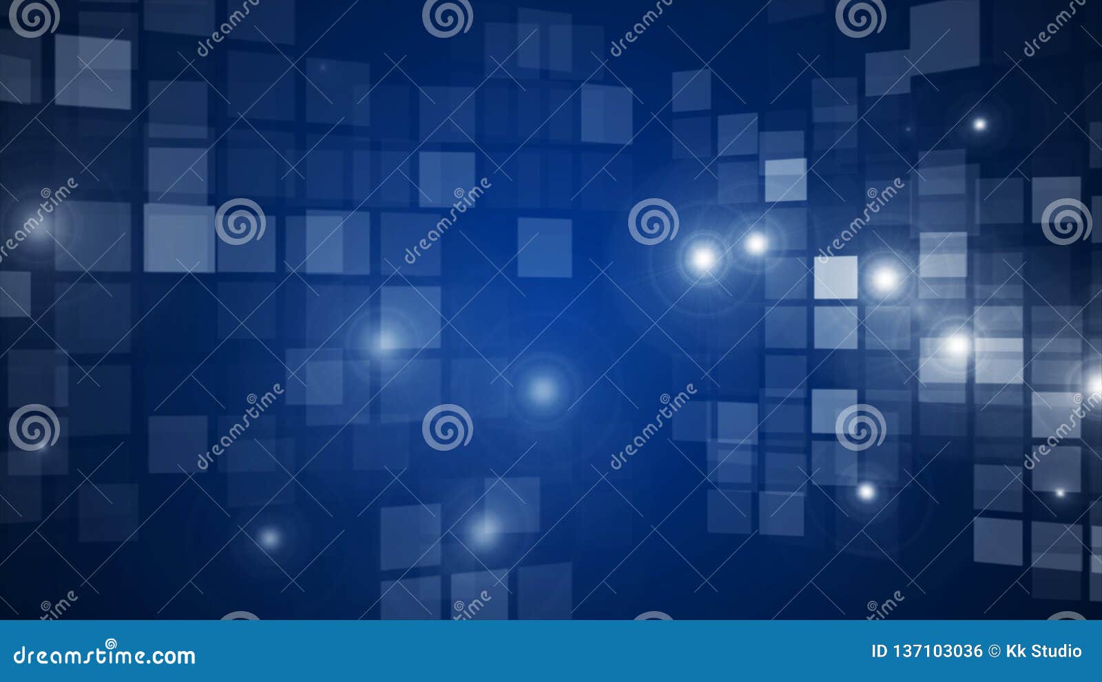 Abstract Blue Flashing Rectangle Grid Flowing Perspective Background ...