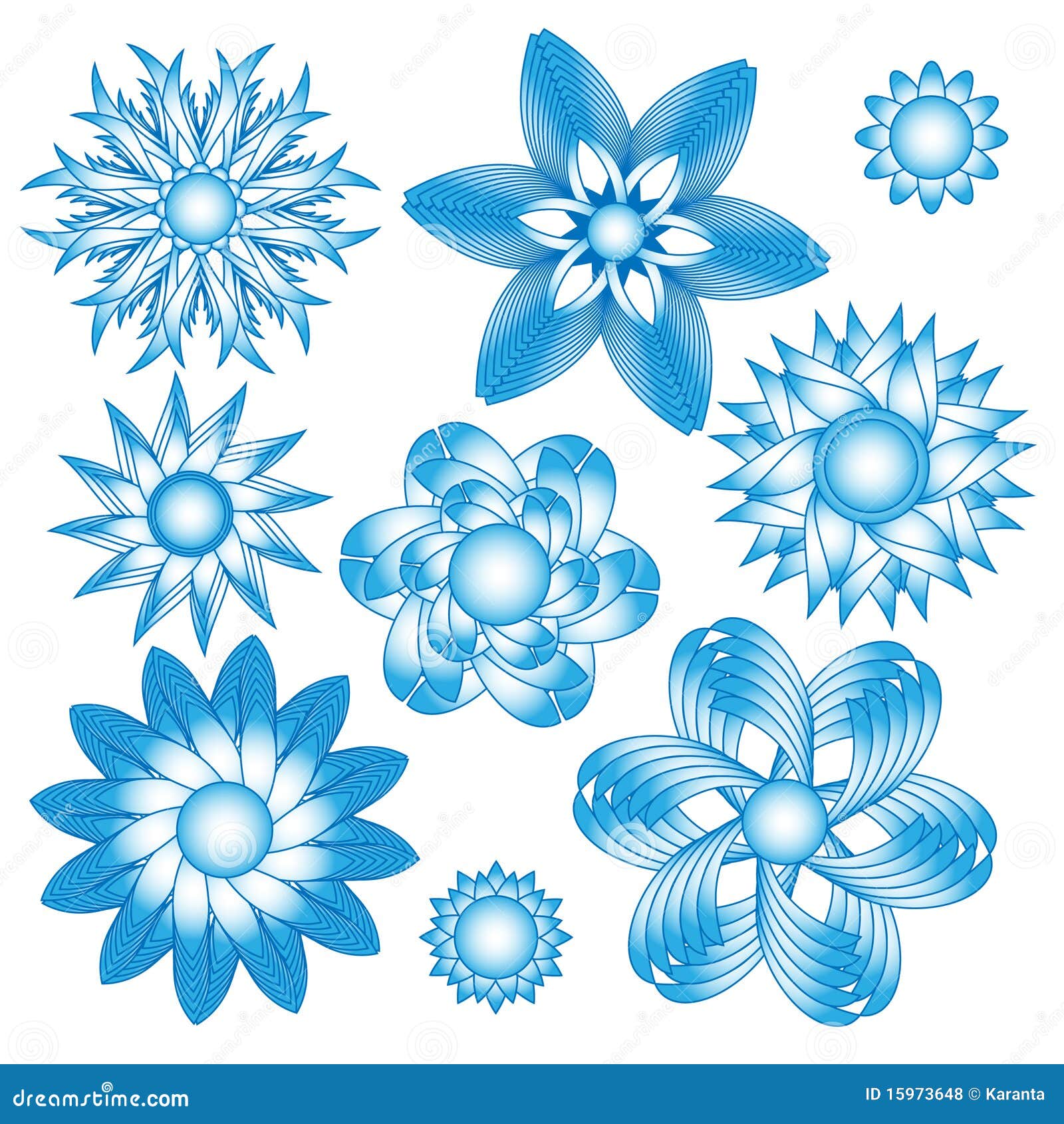 Abstract Blue Floral Ornament Collection Stock Illustration ...