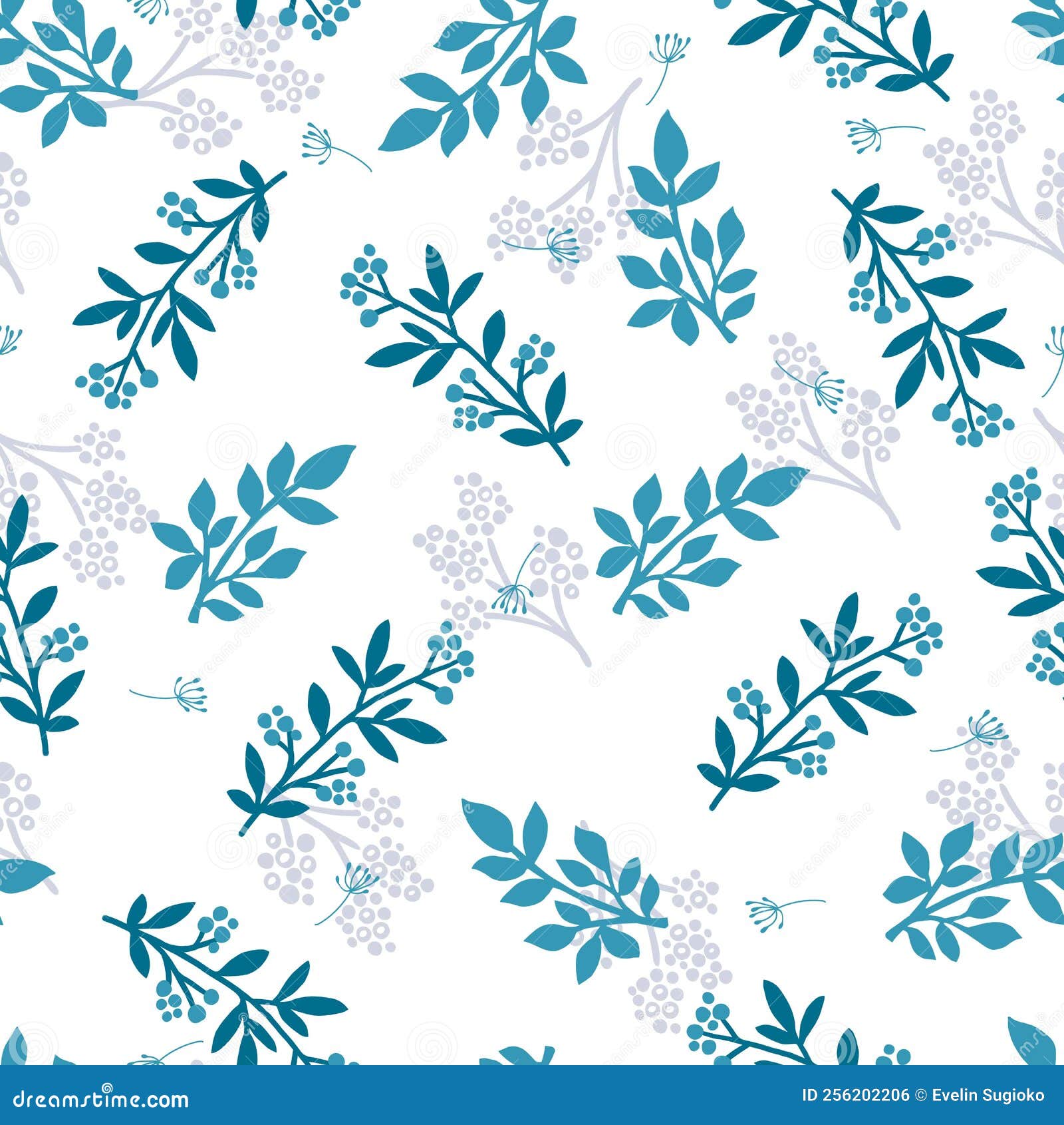 Abstract Blue Floral Vector Art Winter Floral Seamless Pattern Stock ...
