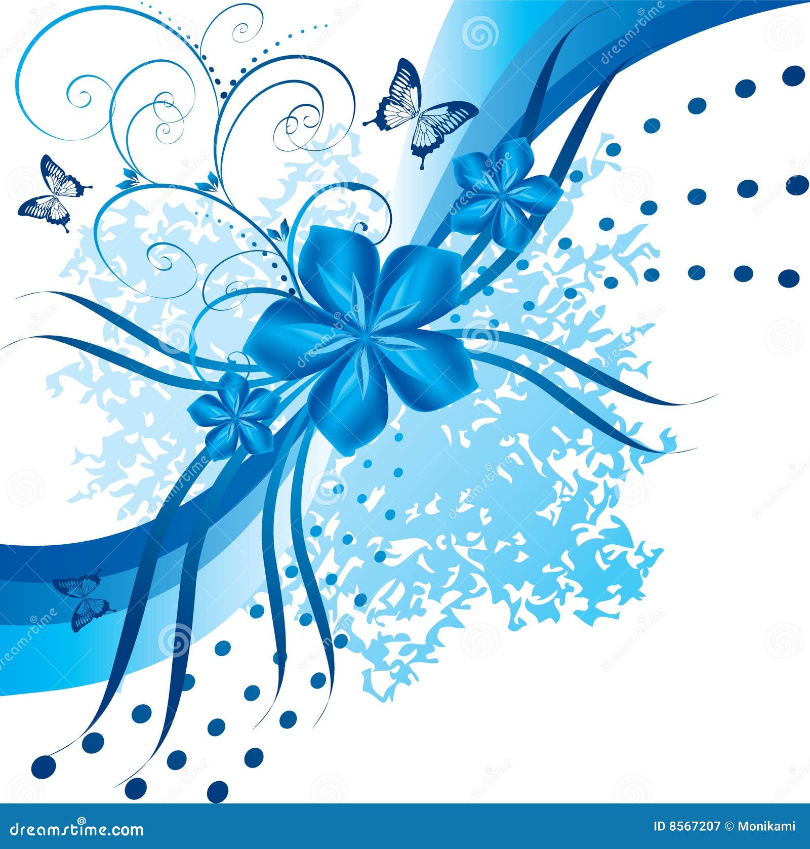 Abstract blue flowers stock vector. Illustration of beautiful - 8567207