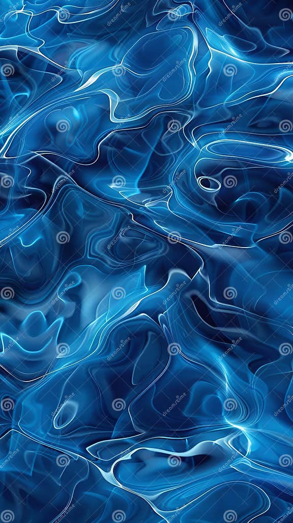 Abstract Blue Fluid Motion with Wavy Patterns, Digital Art. Modern ...
