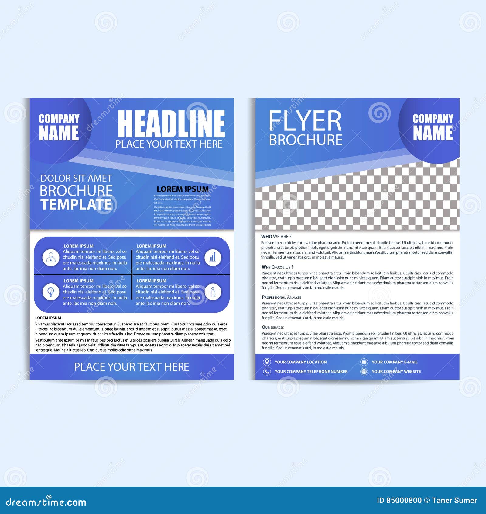 Abstract Blue Flyer Design Template with Blue Background Stock Vector ...
