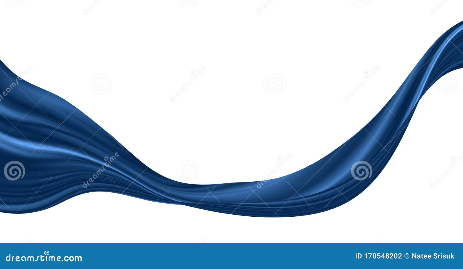 Abstract Blue Flying Cloth Isolated on White Background with Copy Space ...