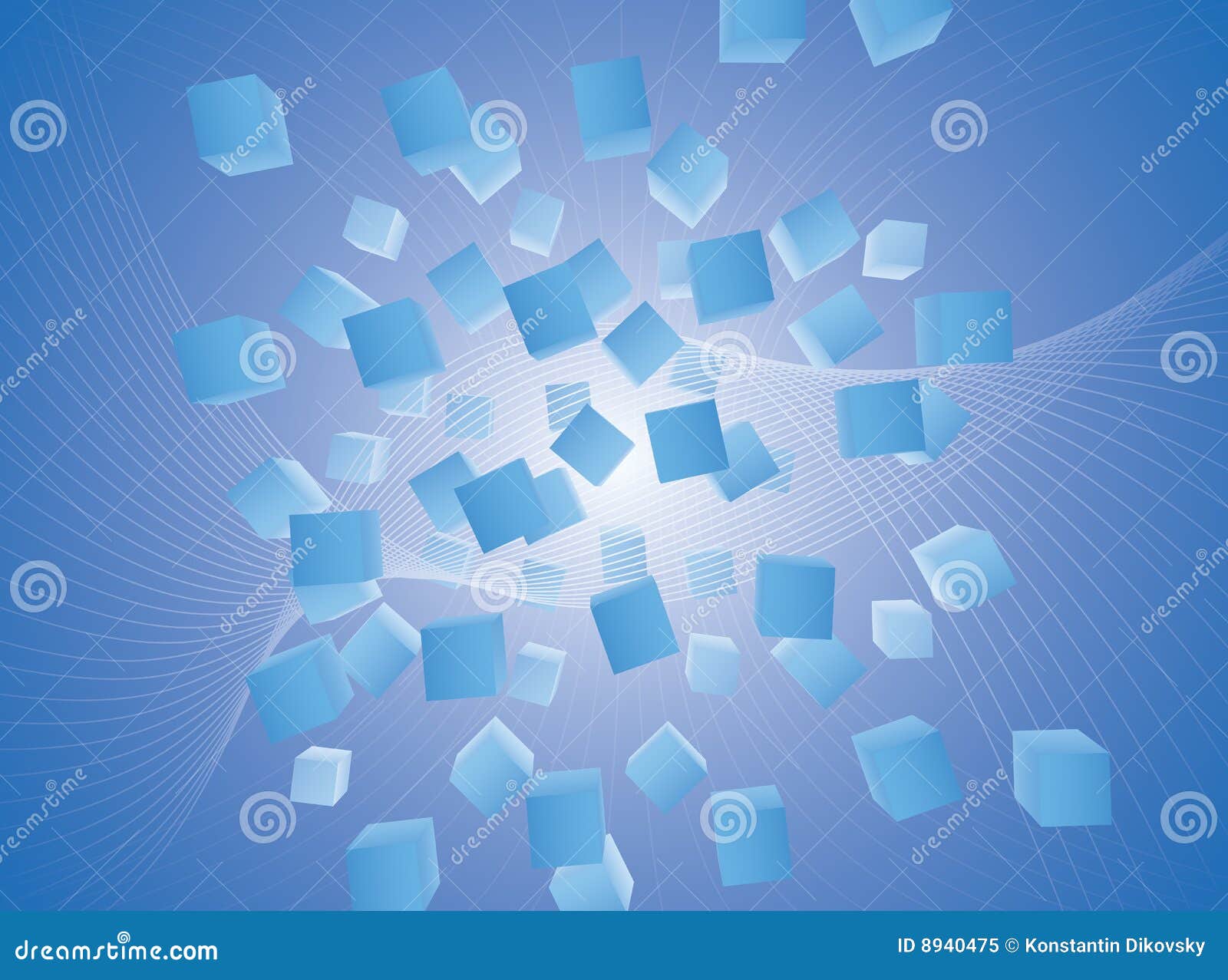 Abstract Blue Flying Cubes Background Stock Vector - Illustration of ...