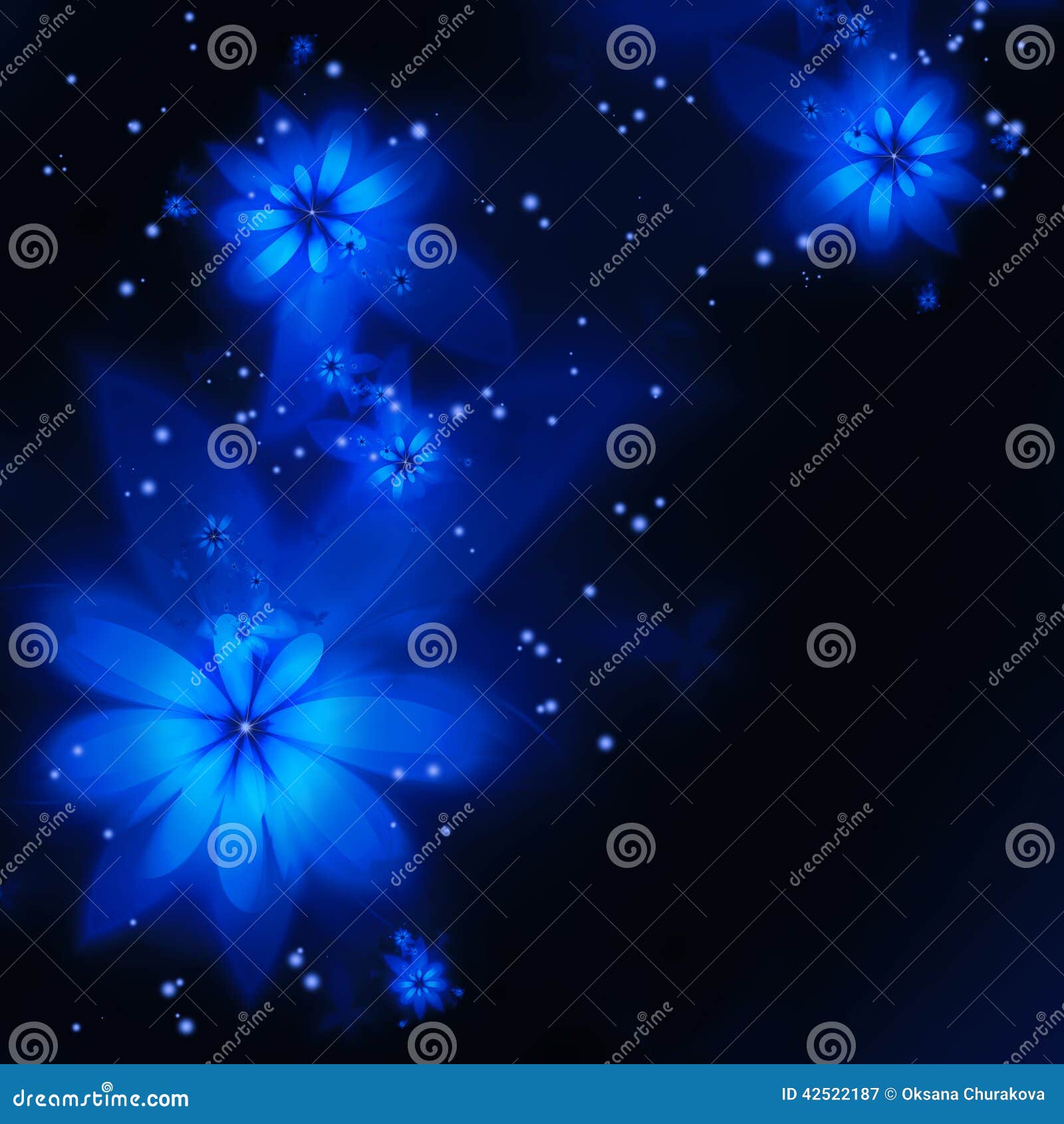 Abstract Blue Fractal Flowers Stock Illustration Illustration Of