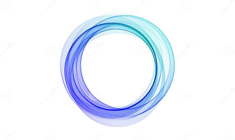 Abstract Blue Frame of Round Wave Lines on White Background Stock ...