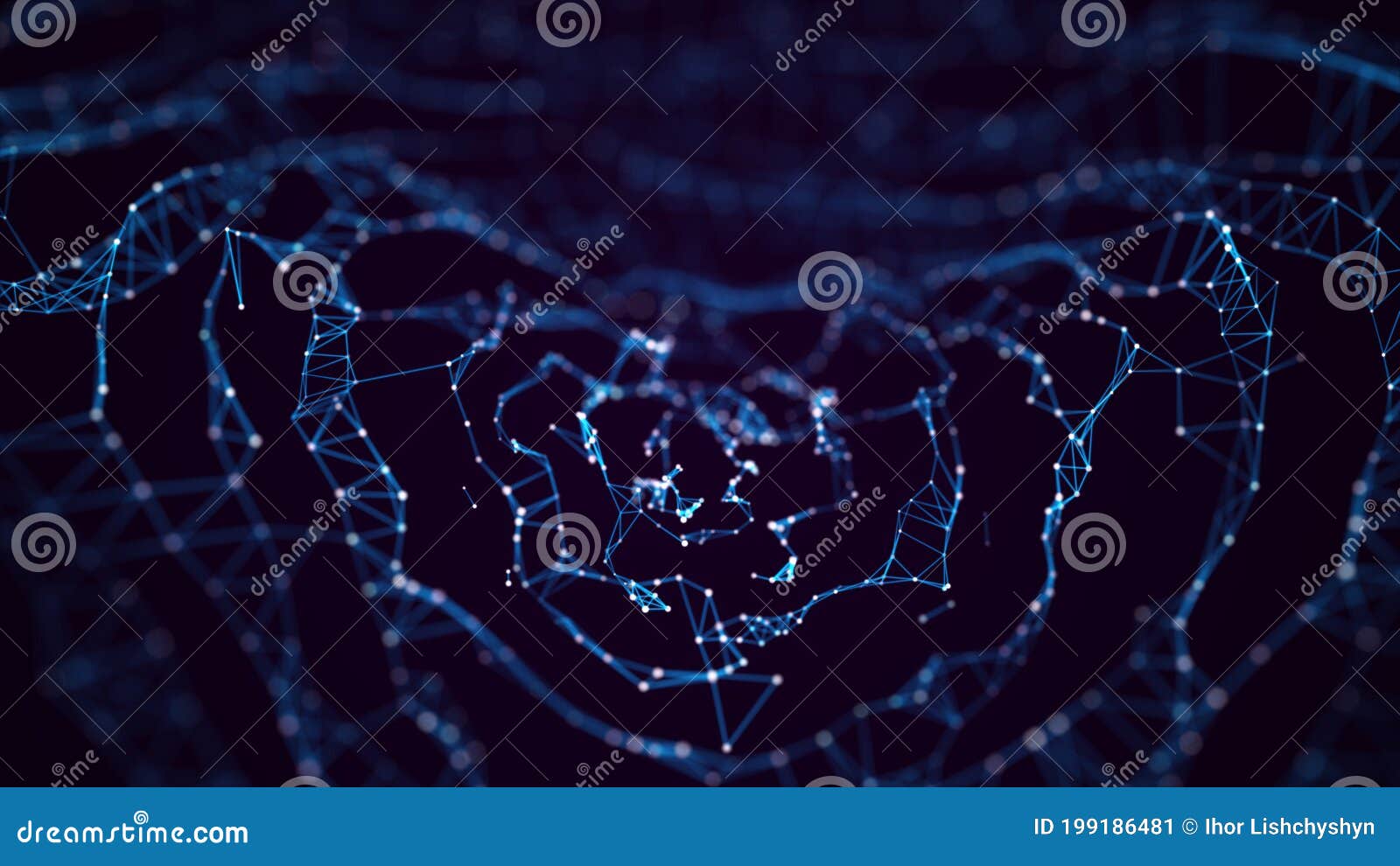 Abstract Blue Futuristic Background. Big Data Visualization. Digital ...