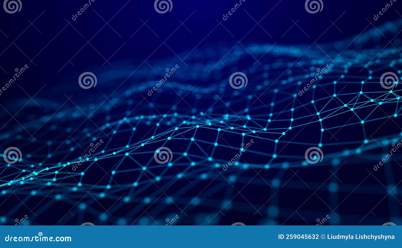 Abstract Blue Futuristic Background. Technological Wave of Information Data Flow. 3D Rendering ...