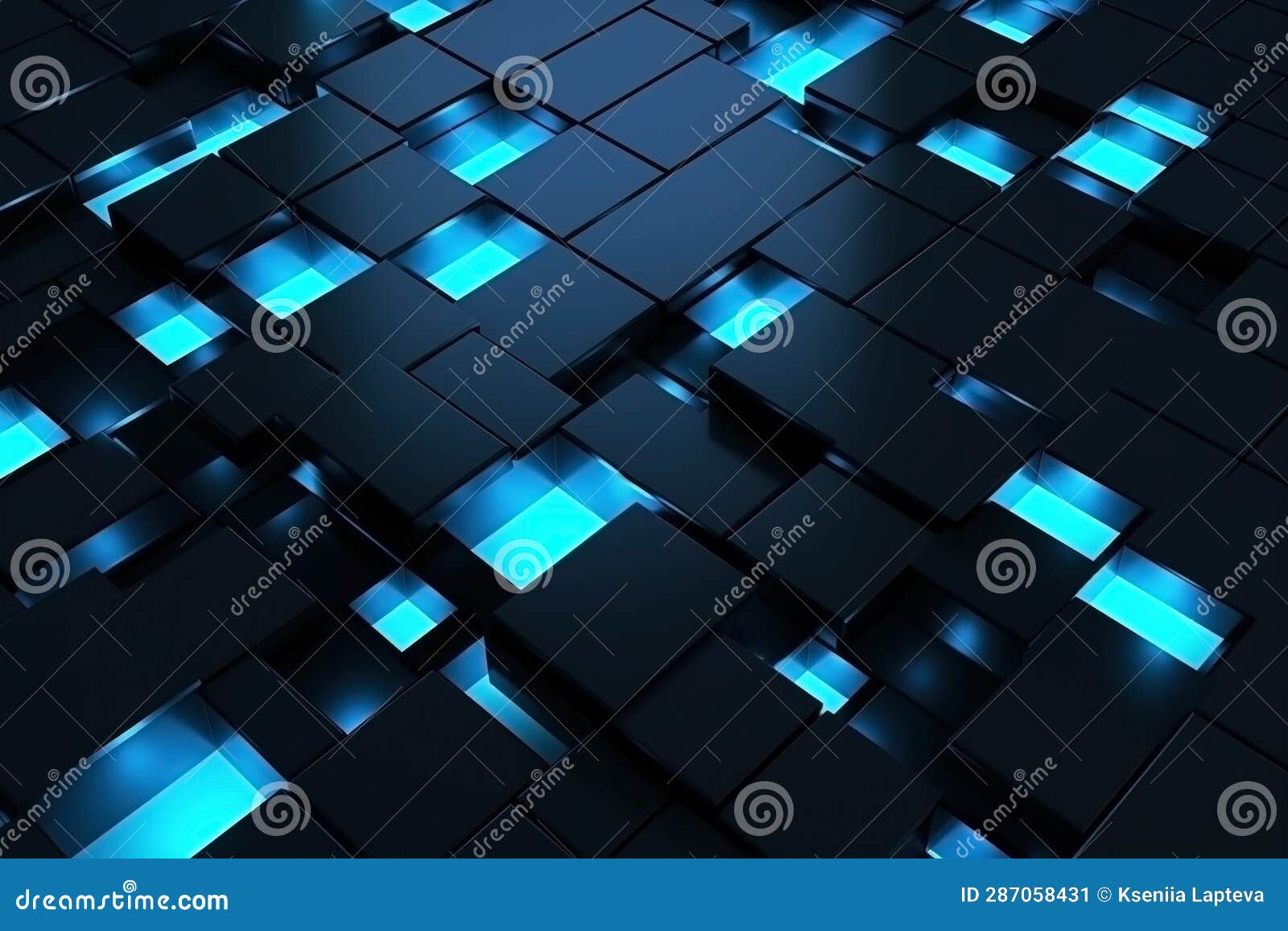 Abstract Blue Futuristic Blocks Background. Sci-fi Illustration Stock ...