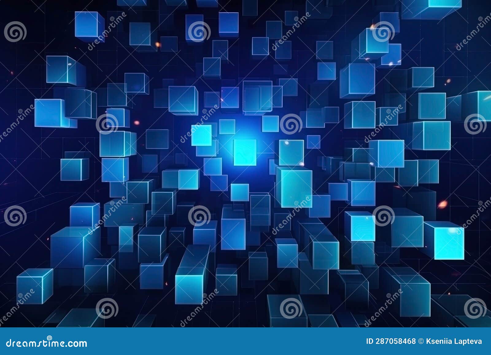 Abstract Blue Futuristic Blocks Background. Sci-fi Illustration Stock ...