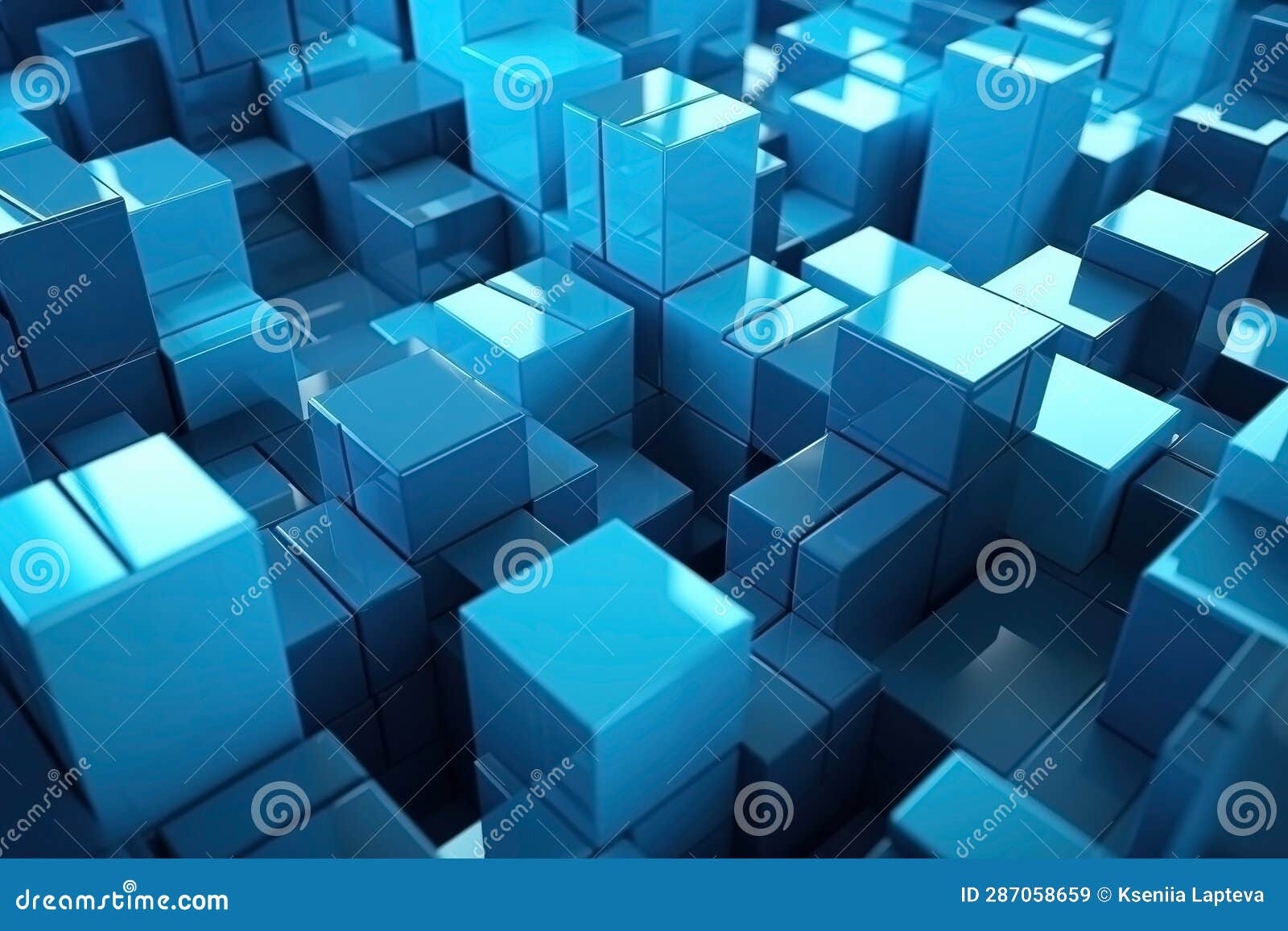 Abstract Blue Futuristic Blocks Background. Sci-fi Illustration Stock ...