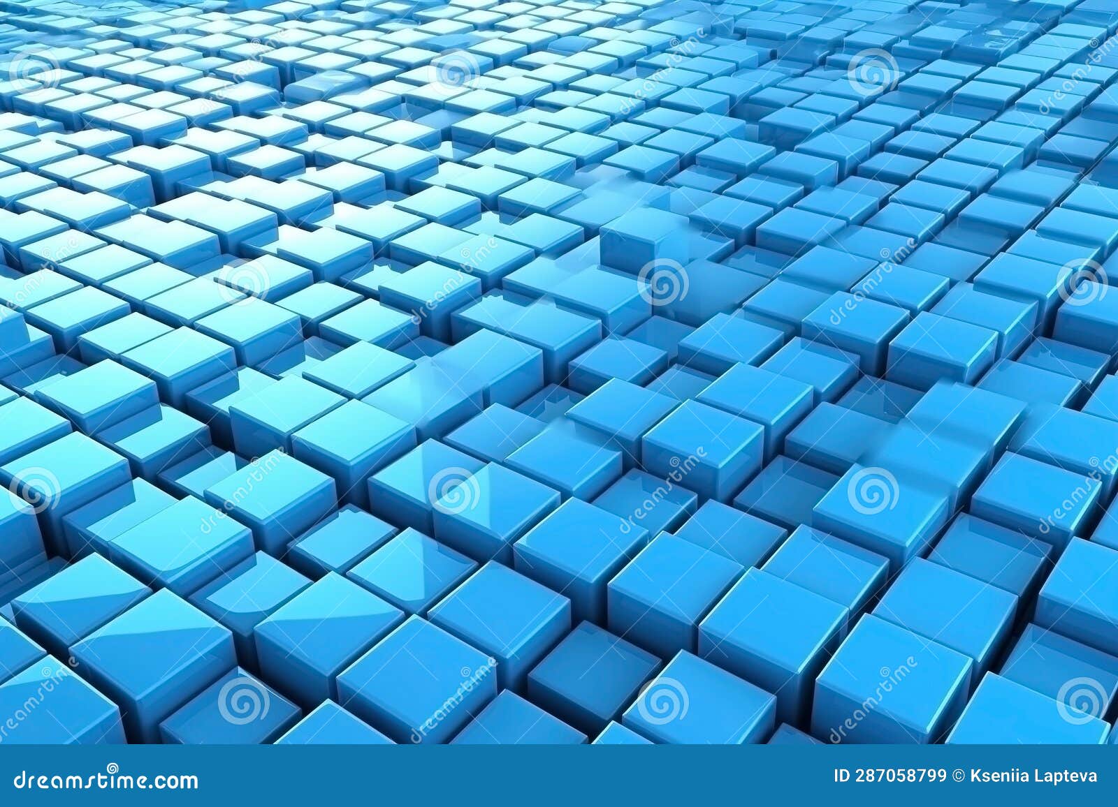 Abstract Blue Futuristic Blocks Background. Sci-fi Illustration Stock ...