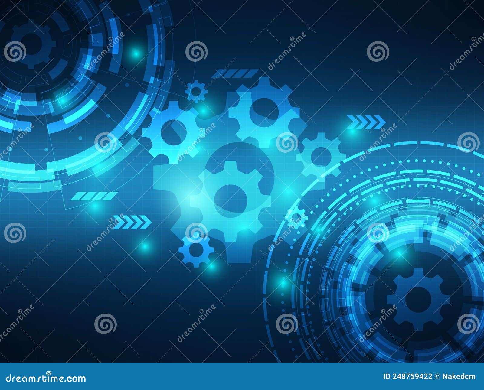 Abstract Blue Futuristic Cyber Technology Background Stock Vector ...