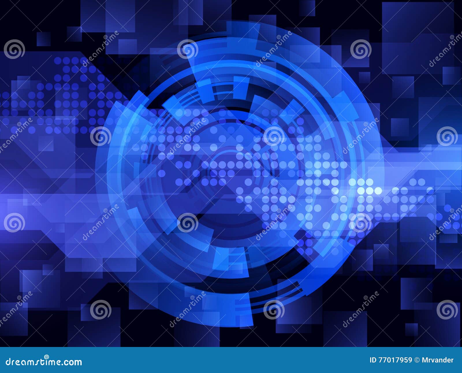 Abstract Blue Futuristic Digital Technology Background. Vector ...