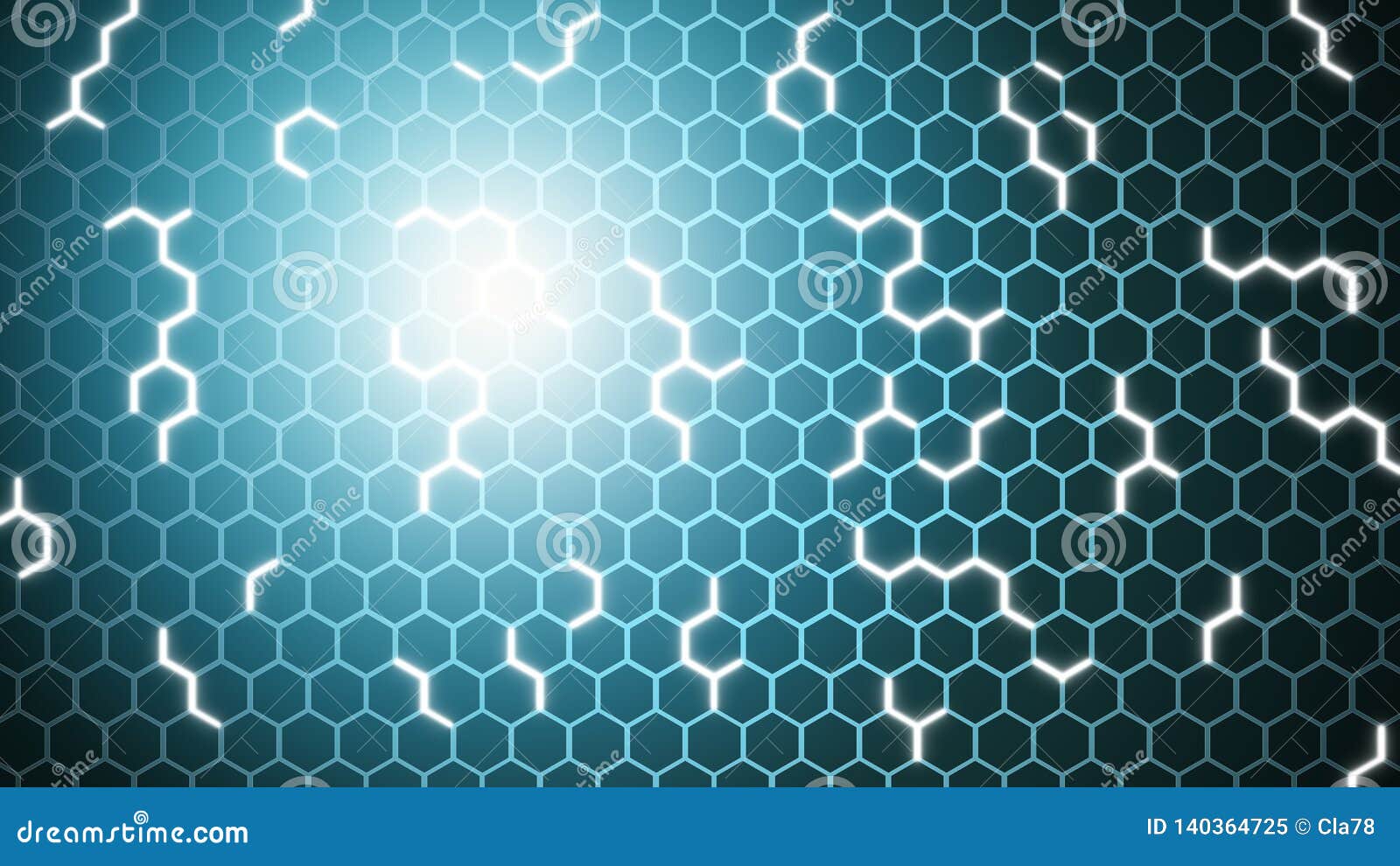 Abstract Blue Futuristic Hexagon Pattern with Light Rays Stock ...