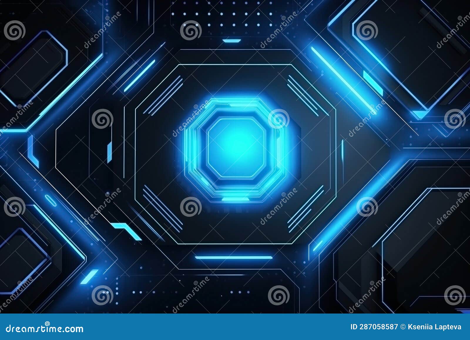 Abstract Blue Futuristic Space Background. Sci-fi Illustration Stock ...
