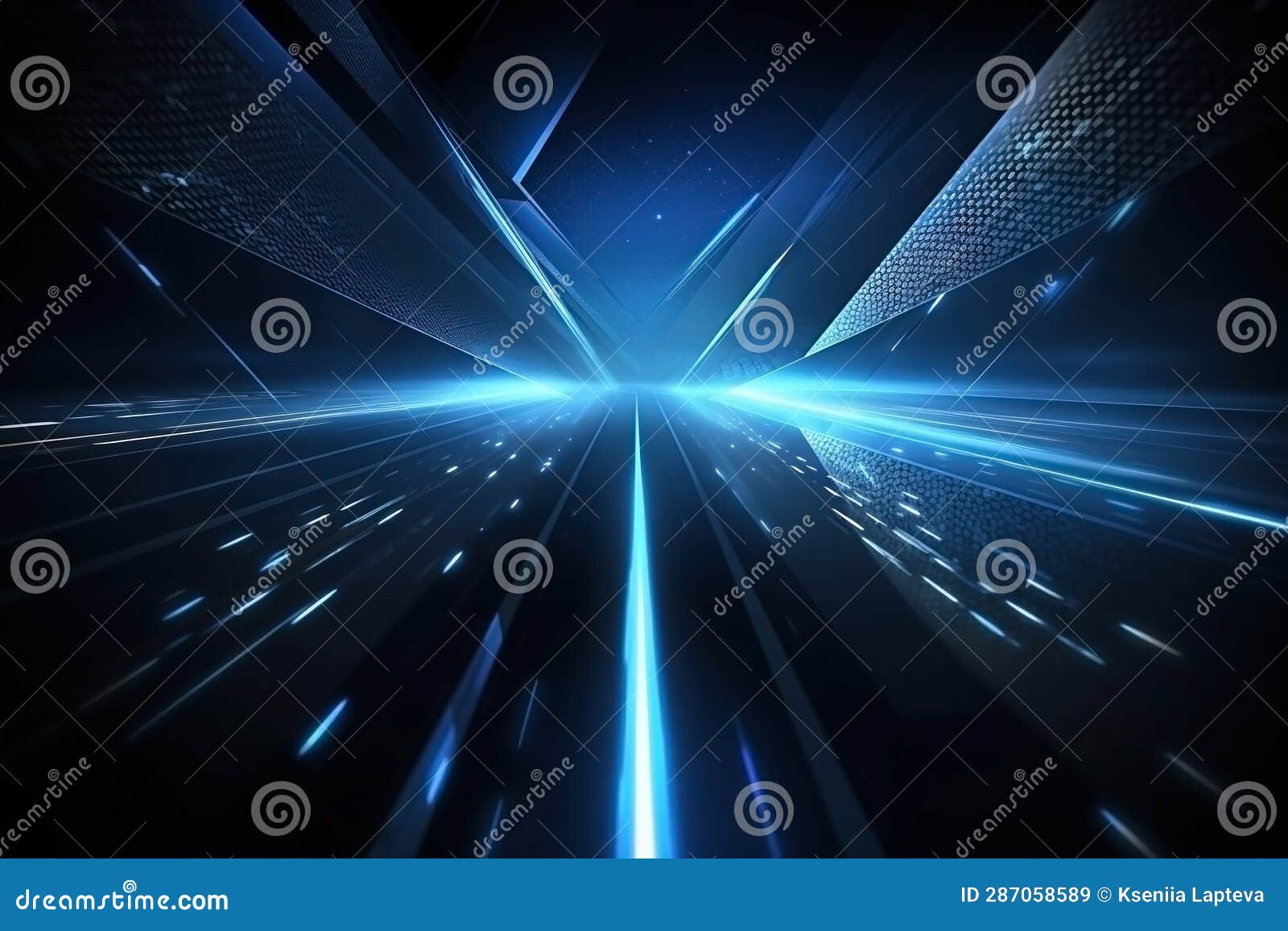 Abstract Blue Futuristic Space Background. Sci-fi Illustration Stock ...