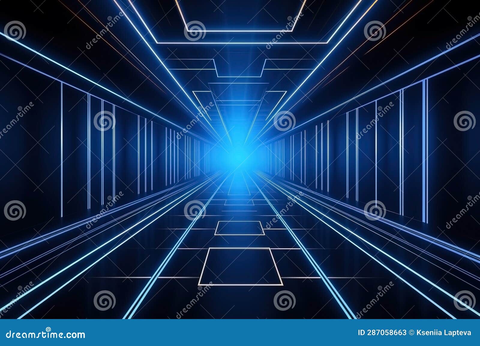 Abstract Blue Futuristic Space Background. Sci-fi Illustration Stock ...