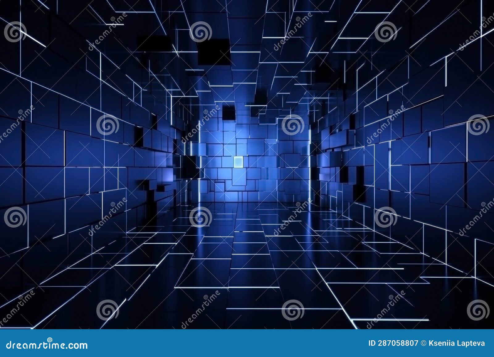 Abstract Blue Futuristic Space Background. Sci-fi Illustration Stock ...