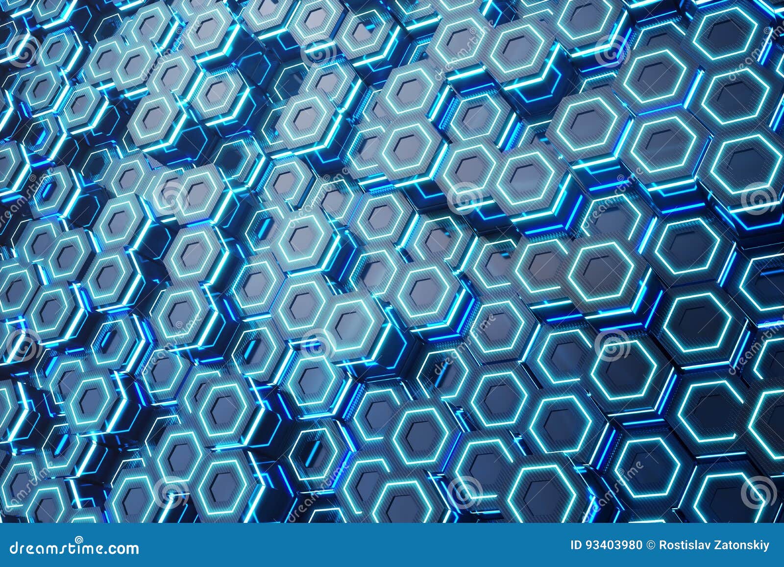 Abstract Blue of Futuristic Surface Hexagon Pattern, Hexagonal ...