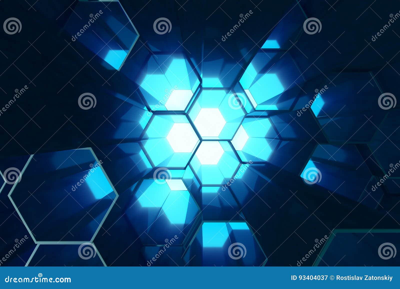 Abstract Blue of Futuristic Surface Hexagon Pattern, Hexagonal ...