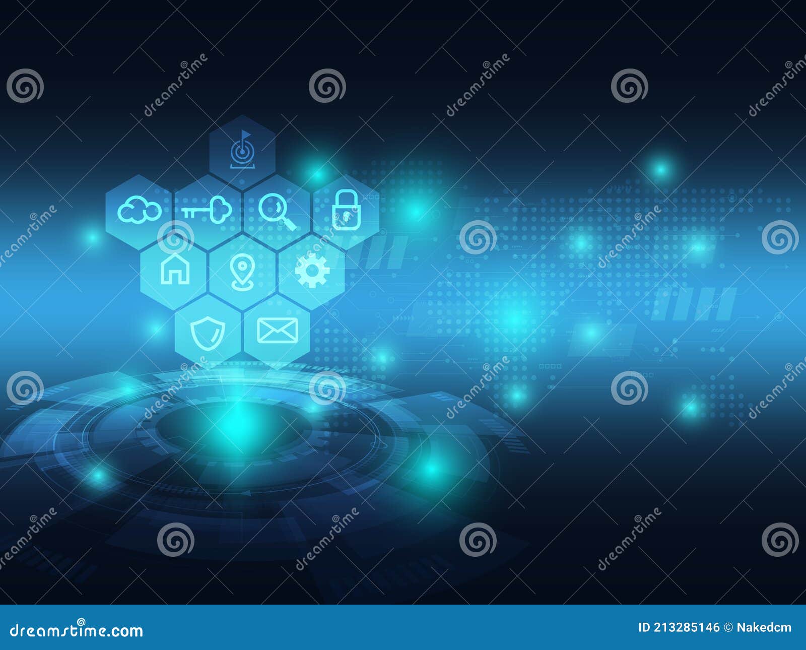 Abstract Blue Futuristic Technology Background with Business Icon Stock ...
