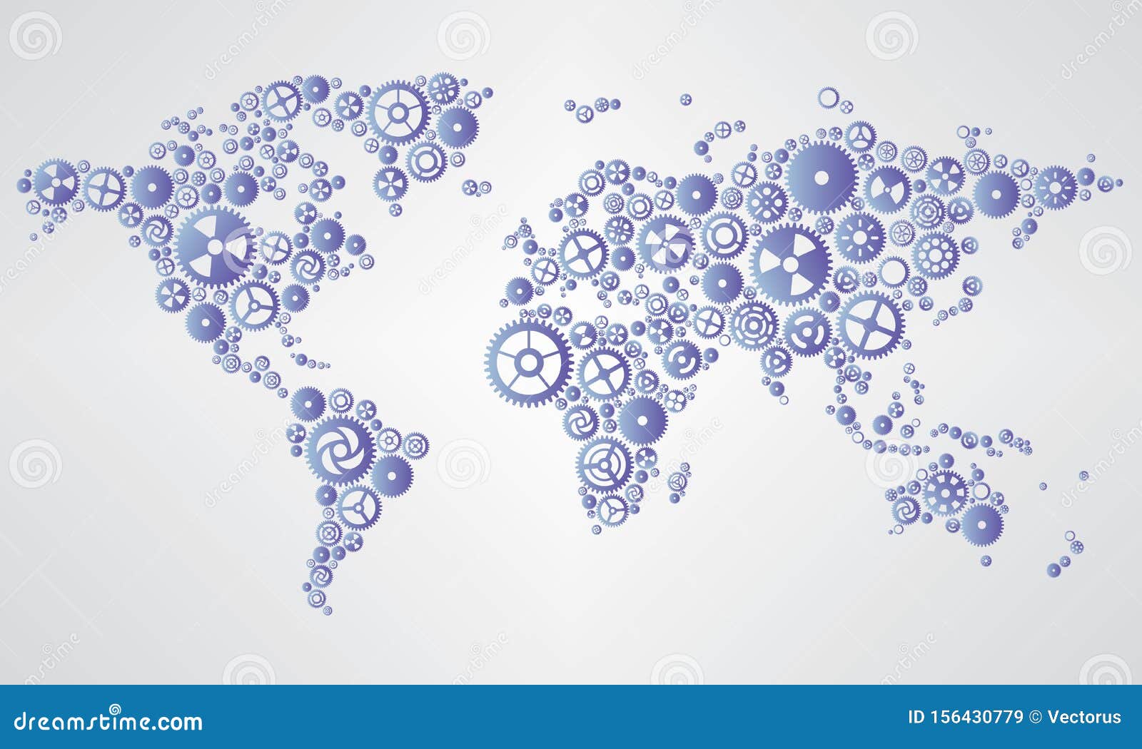 Abstract Blue Gears World Map Stock Vector - Illustration of design ...