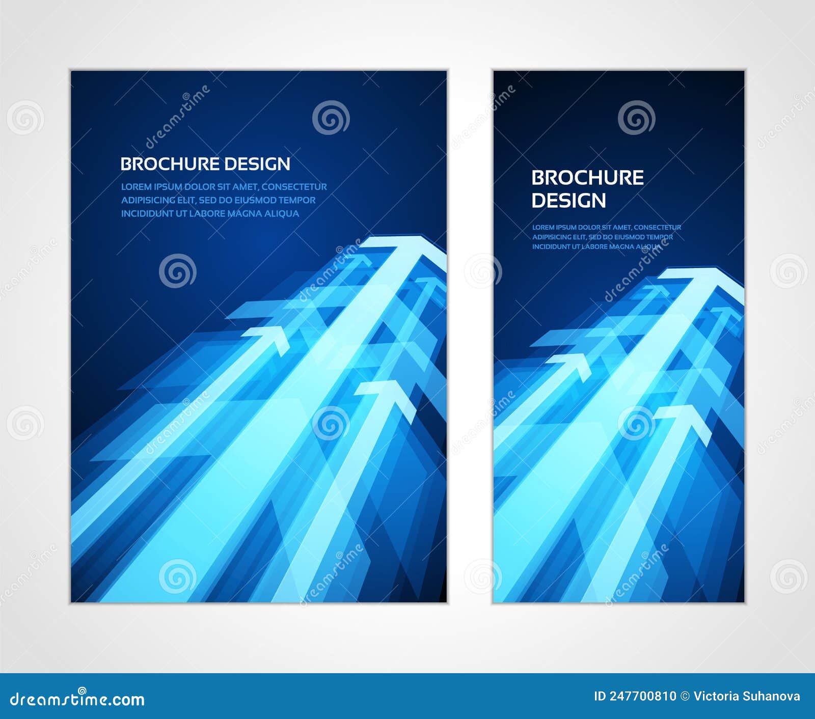 Abstract Blue Geometric Arrows Dynamic Flow Movement Brochure Booklet ...