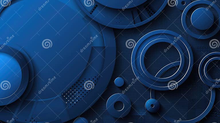 Abstract Blue Geometric Circles and Lines Pattern on Dark Background ...