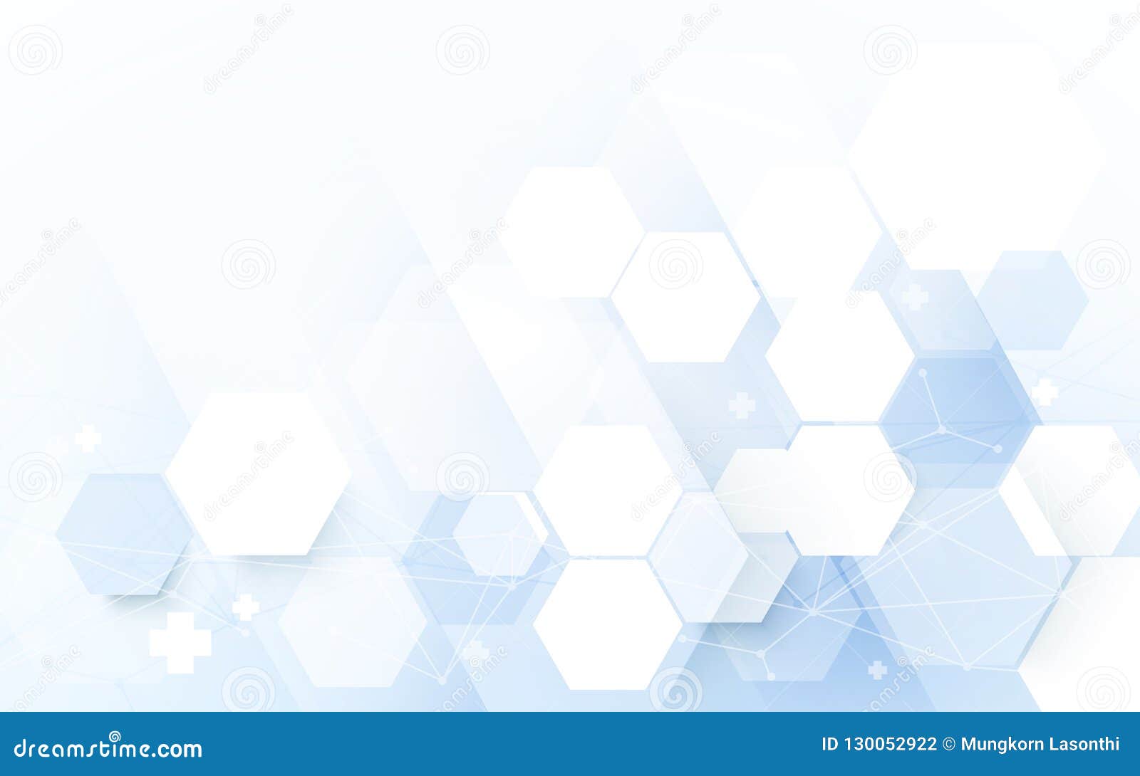 Abstract Blue Geometric Hexagon with Science and Technology Concept ...