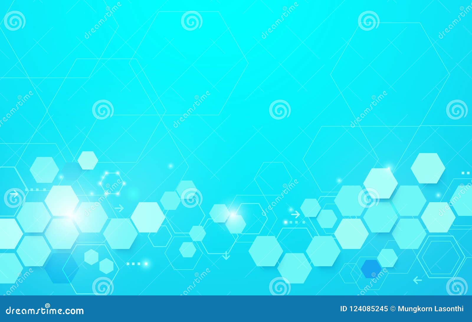 Abstract Blue Geometric Hexagon Shape and Lines with Science Concept ...