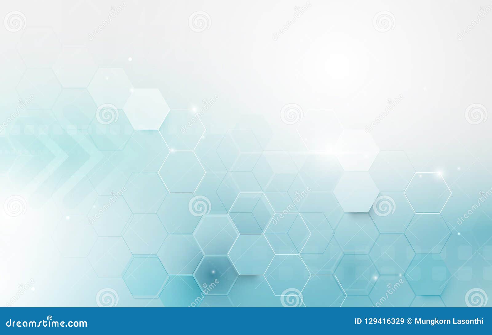 Abstract Blue Geometric Hexagon Shape and Lines with Science Concept ...