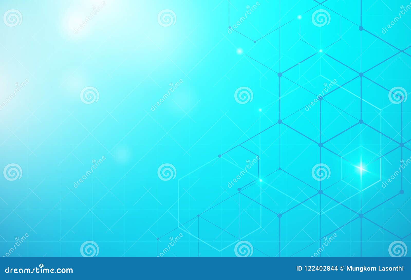 Abstract Blue Geometric Hexagons Shape and Lines with Science Concept ...