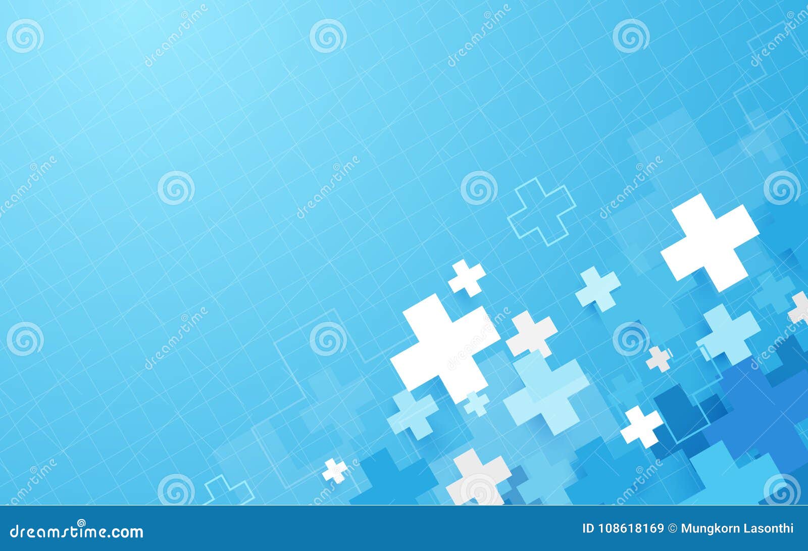 Abstract Blue Geometric Medical Cross Shape Medicine And Science