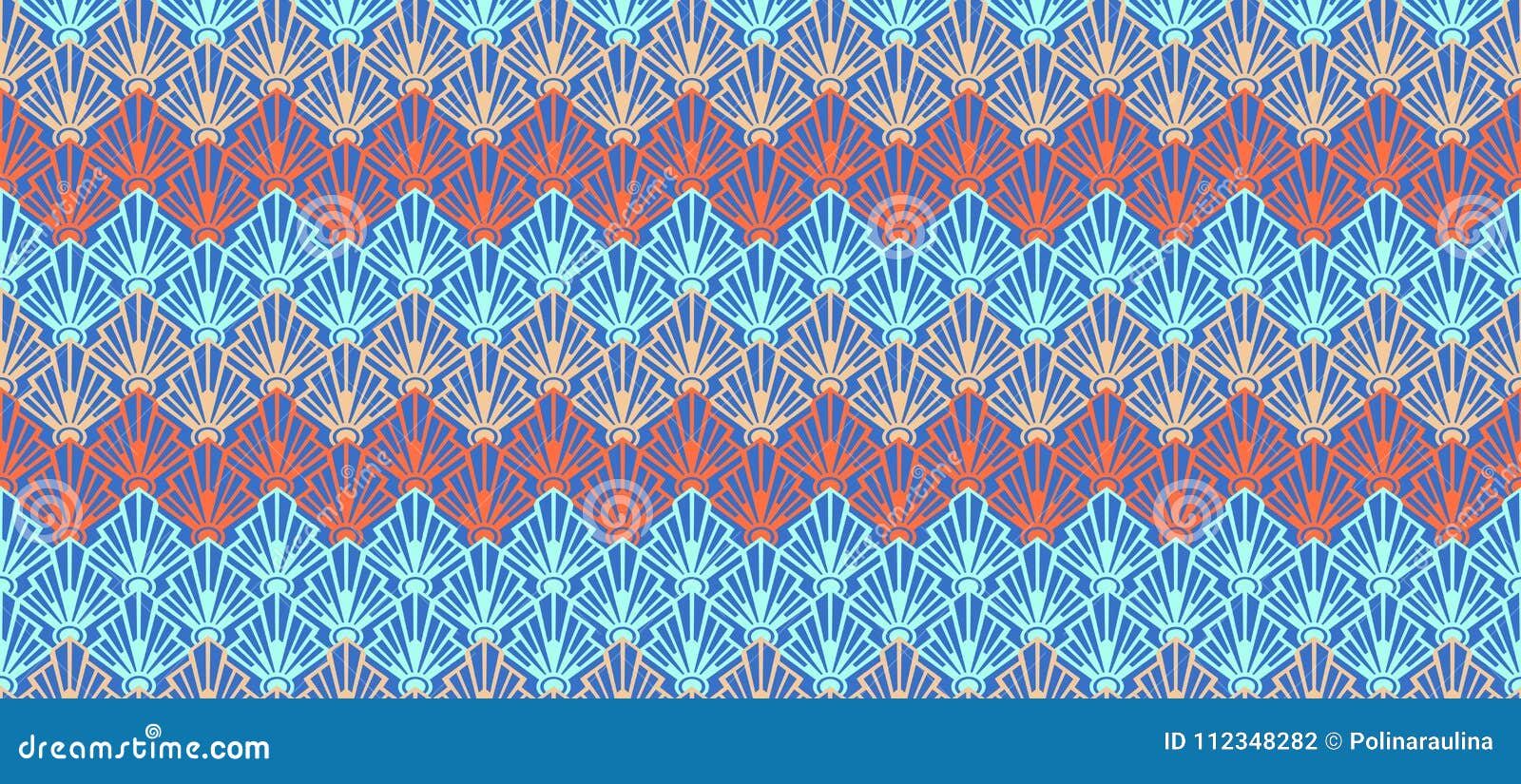 Abstract Blue Geometric Pattern Banner Seashells Stock Illustration ...