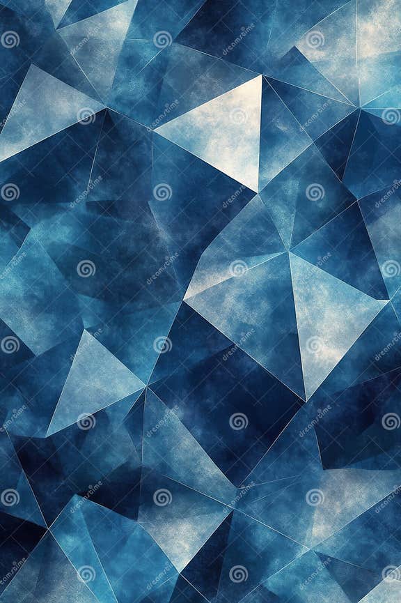 Abstract Blue Geometric Pattern Showcasing Varied Triangular Shapes and Textures Stock Image ...