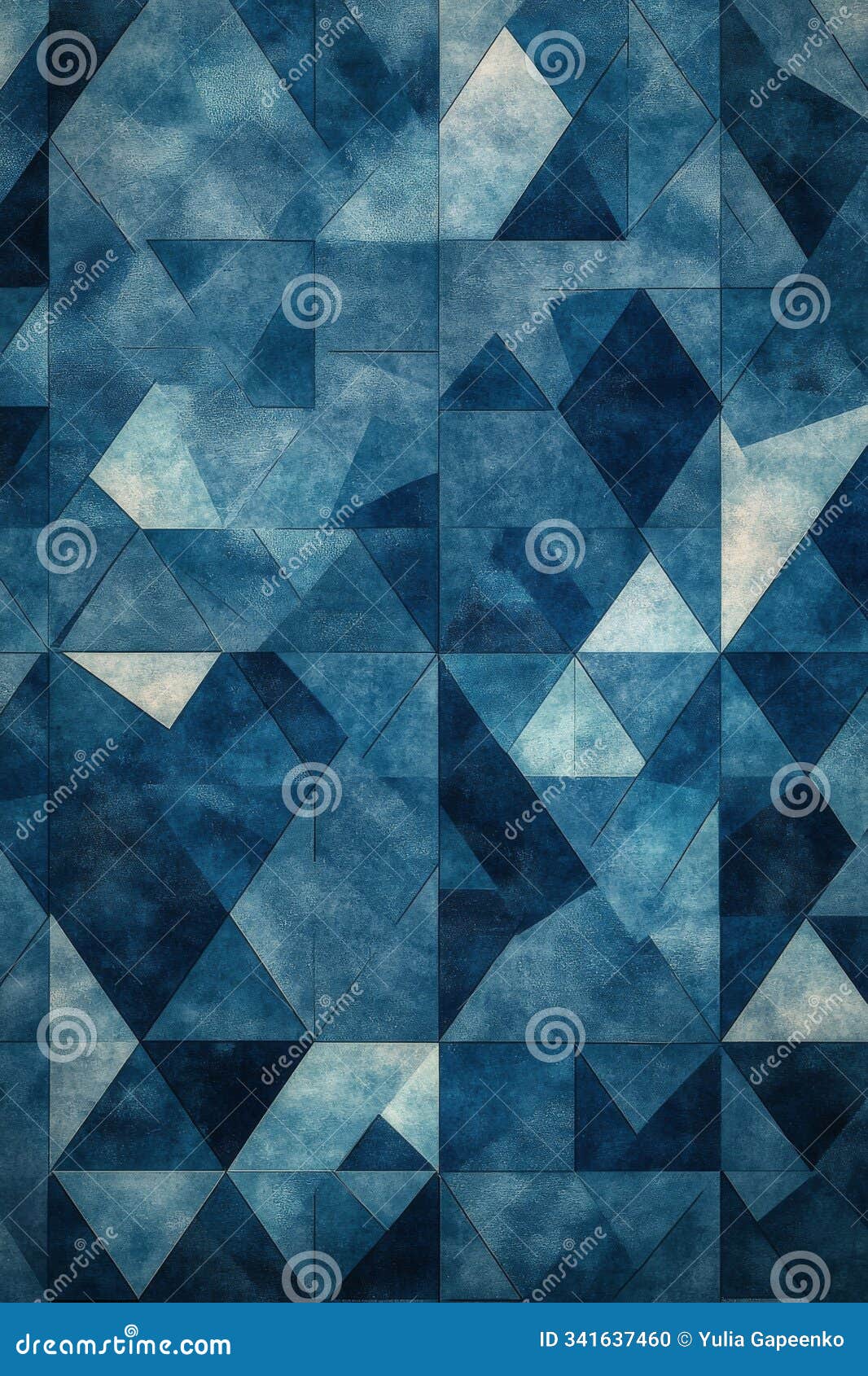 Abstract Blue Geometric Pattern Showcasing Varied Triangular Shapes and ...