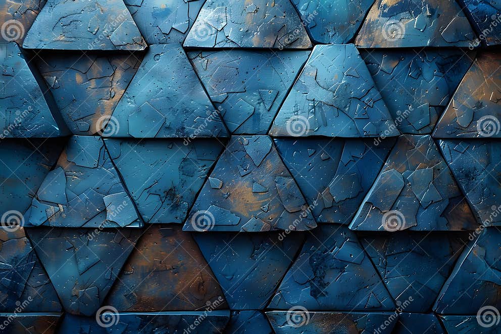 Abstract Blue Geometric Pattern with Textured Triangular Shapes for ...